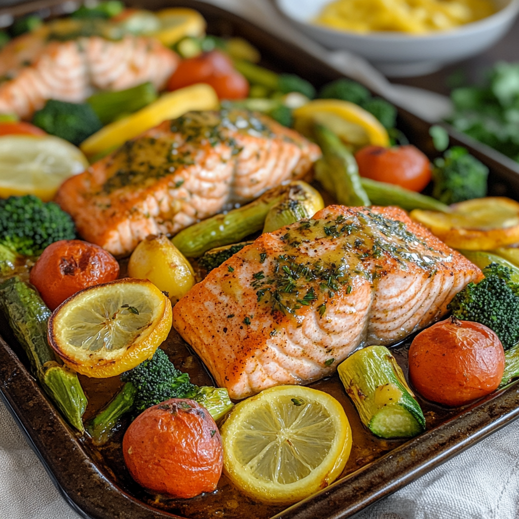 Salmon and Veggie Sheet Pan Dinner Recipe